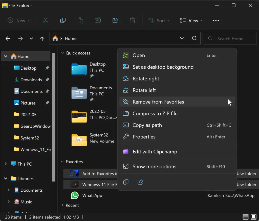 How to Remove Add to Favorites from Context Menu in Windows 11? | Gear ...
