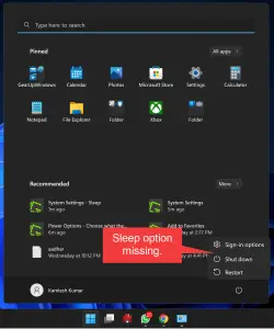 How to Restore Missing Sleep Option in Windows 11 or 10? | Gear Up Windows