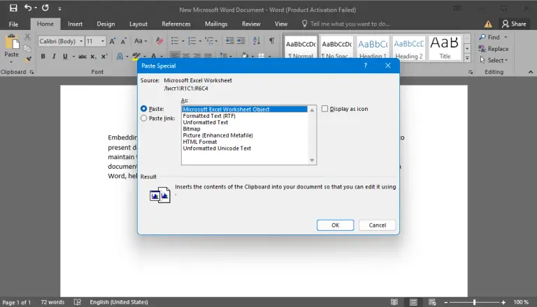 How to Embed an Excel Worksheet in Word? | Gear Up Windows